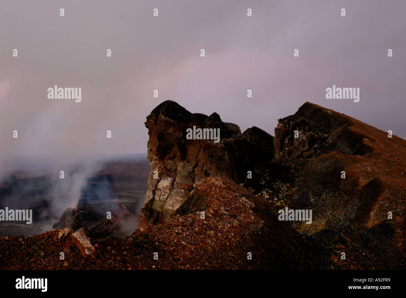 The north rim of Puu Oo vent and the west pit gap vent Hawaii Volcanoes ...