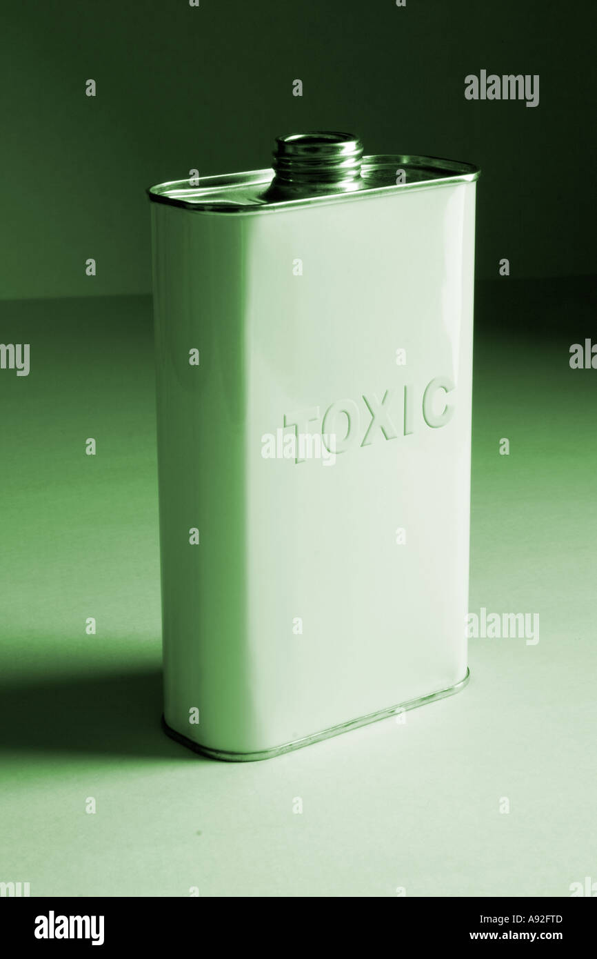Metal can showing the word Toxic Stock Photo - Alamy