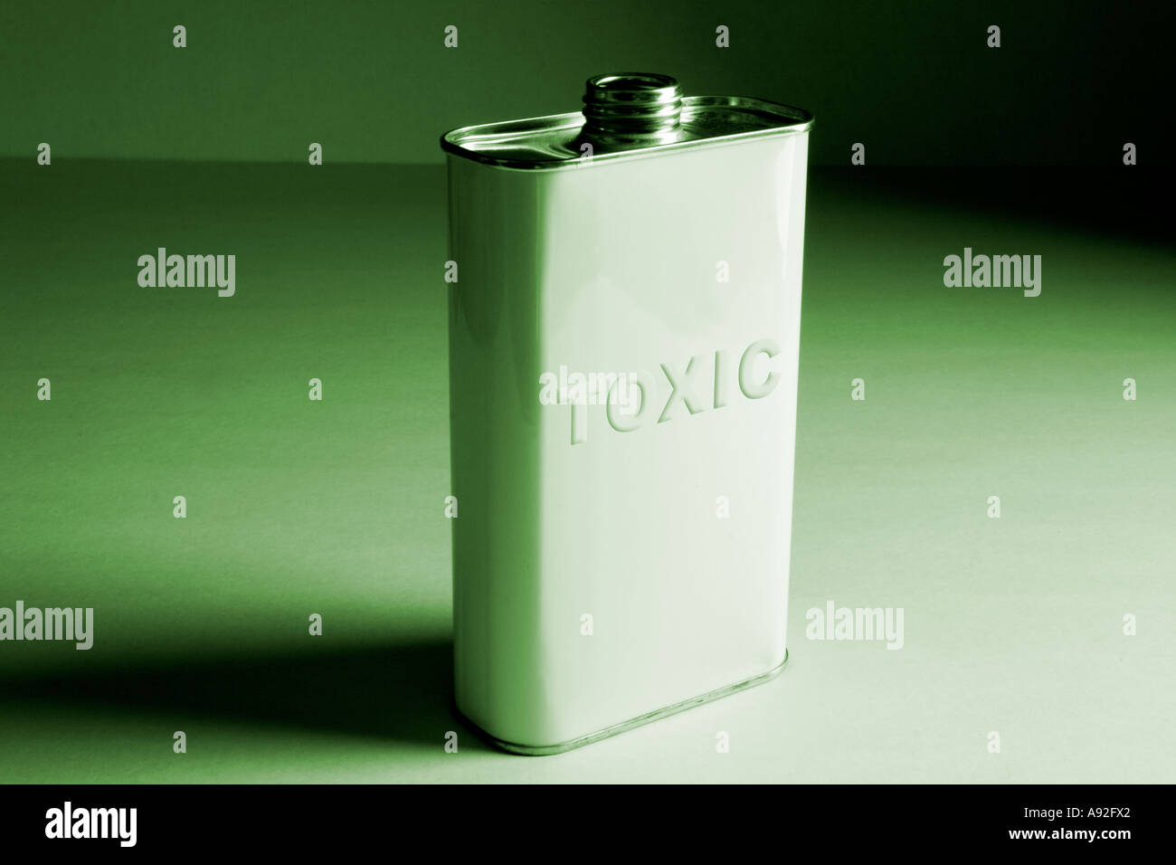 Metal can showing the word Toxic Stock Photo - Alamy