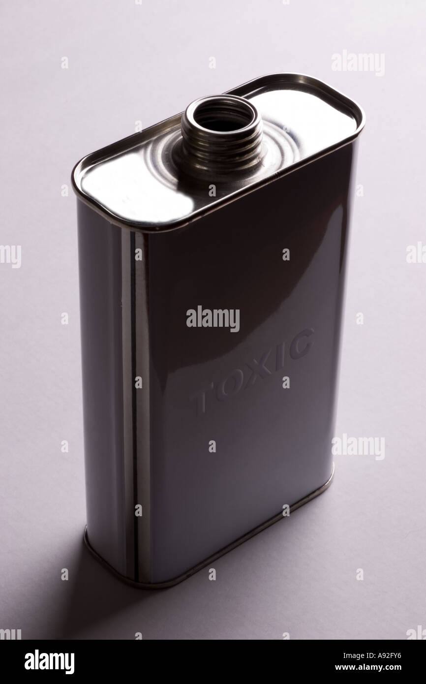 Metal can showing the word Toxic Stock Photo - Alamy