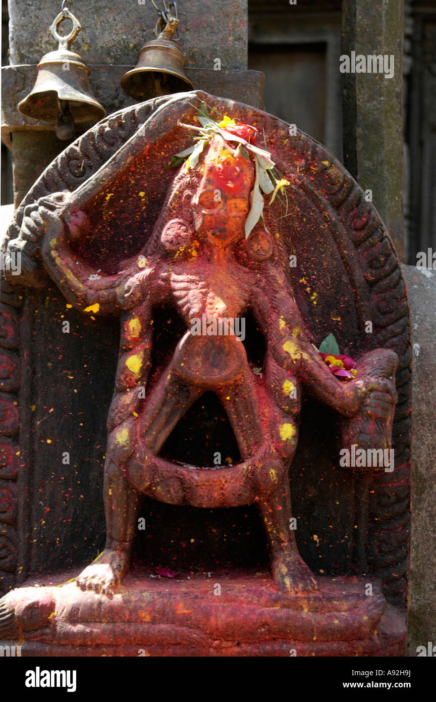 Sculpture of a skeleton with red colour Gokarna Mahadev Temple ...