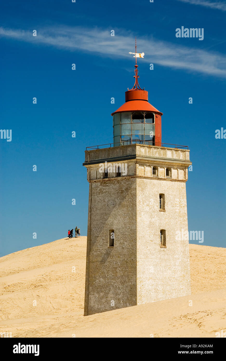 Lighthouse buried by a shifting sand dune at Rubjerg near Loekken ...