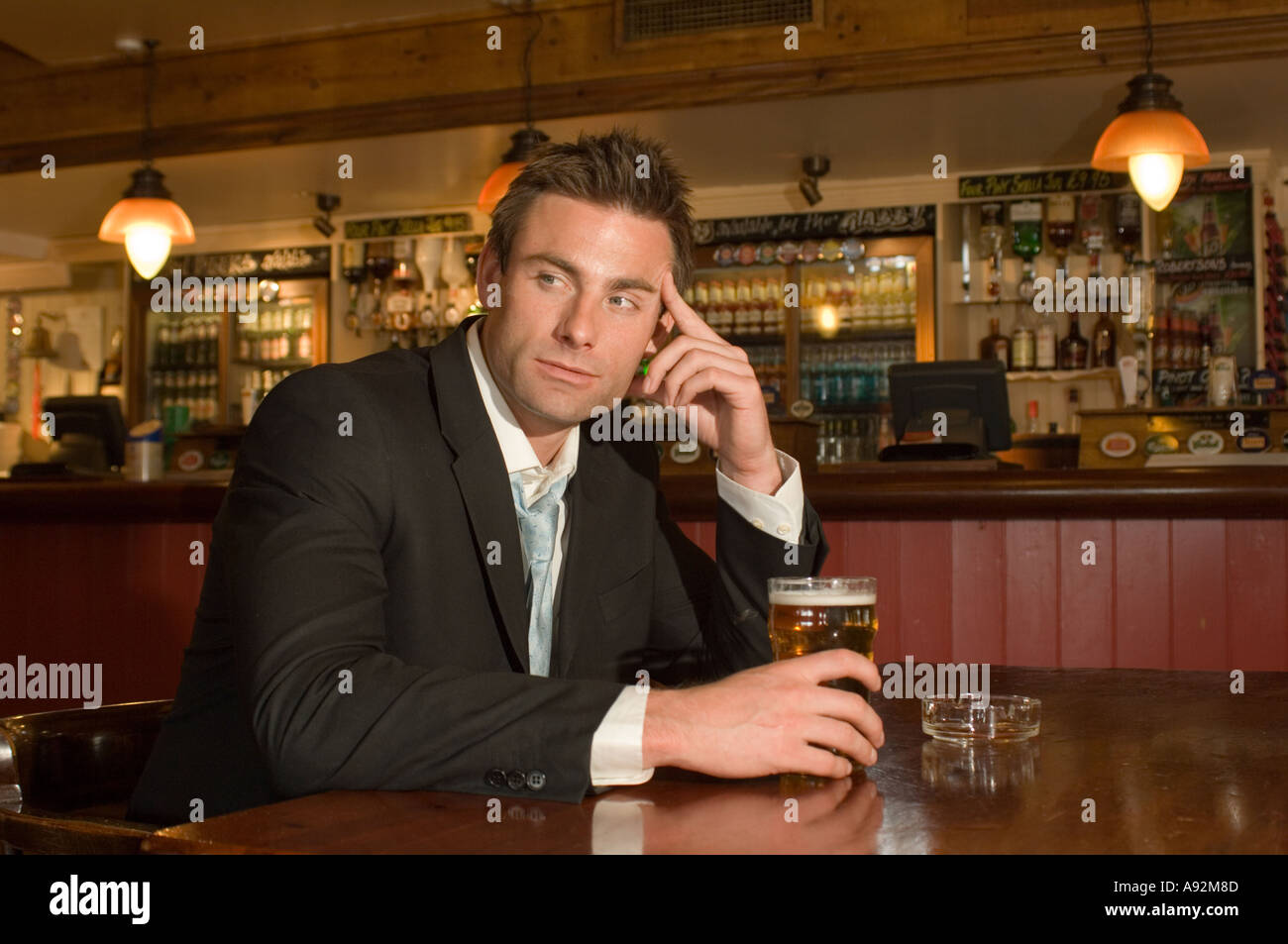 man having a pint in a pub Stock Photo - Alamy