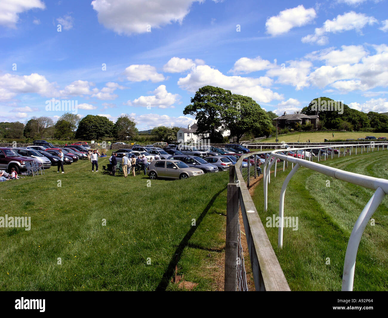 Car park at Cartmel Races Stock Photo - Alamy