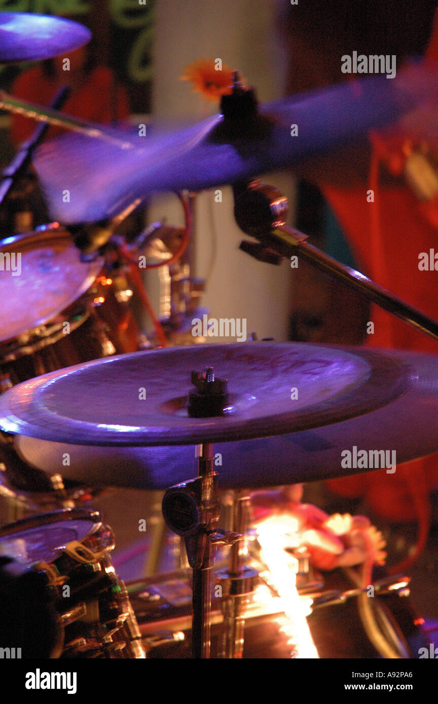 symbols lit in purple light one high hat sounding Stock Photo - Alamy