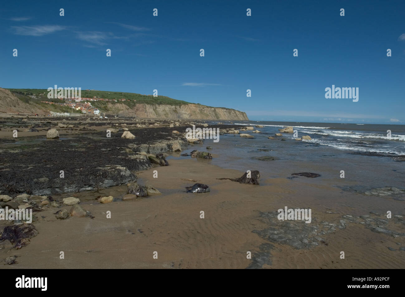 The view from Boggle Hole towards Robin Hoods Bay North Yorkshire ...