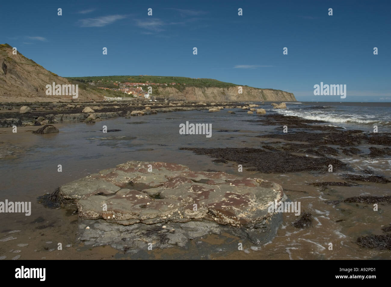 The view from Boggle Hole towards Robin Hoods Bay North Yorkshire ...