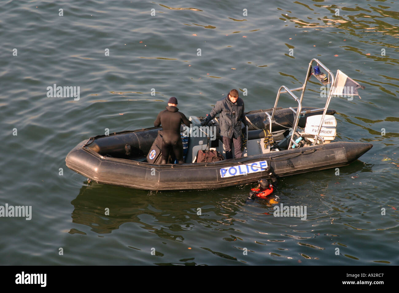 Police boat with outboard motor hi-res stock photography and images - Alamy