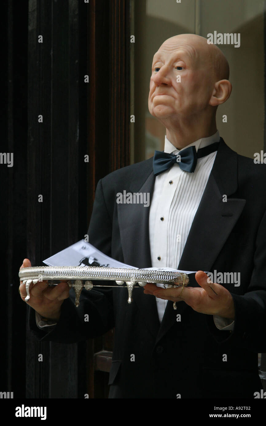 waiter dummy outside restaurant Exeter High Street Stock Photo - Alamy