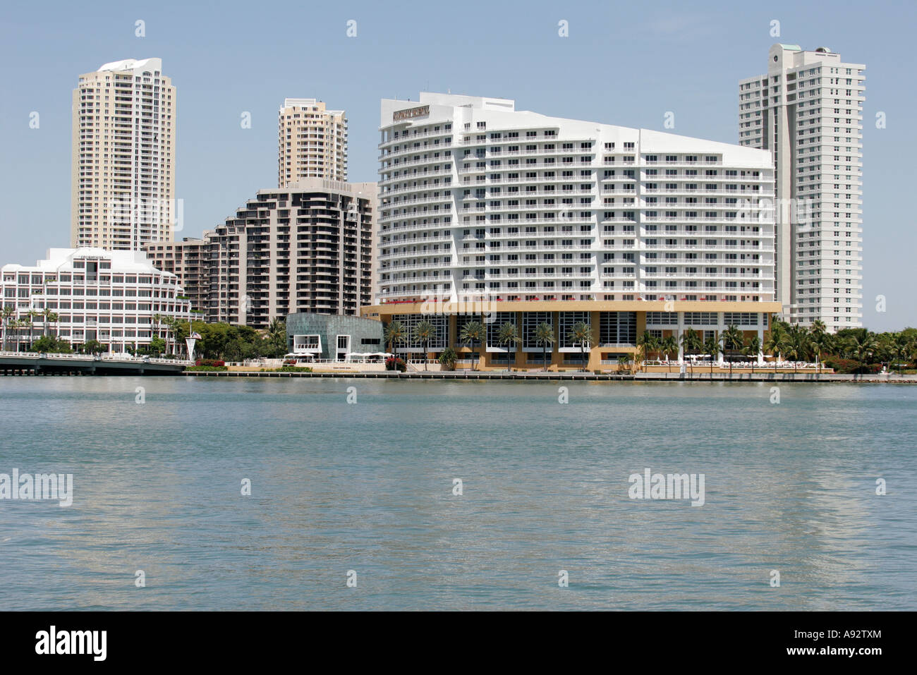 Miami Florida,Brickell Key,Biscayne Bay,high rise skyscraper ...