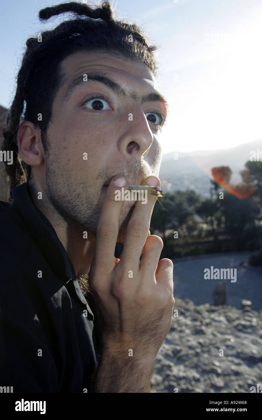 Man smoking a splif Stock Photo - Alamy