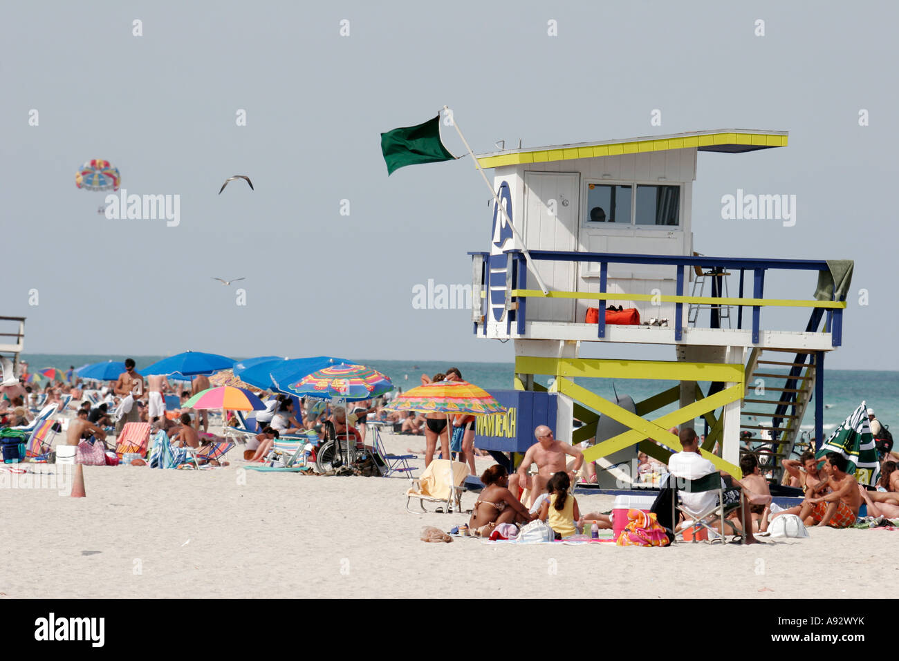 Miami Beach Florida,Atlantic Ocean water shore,lifeguard station,hut ...