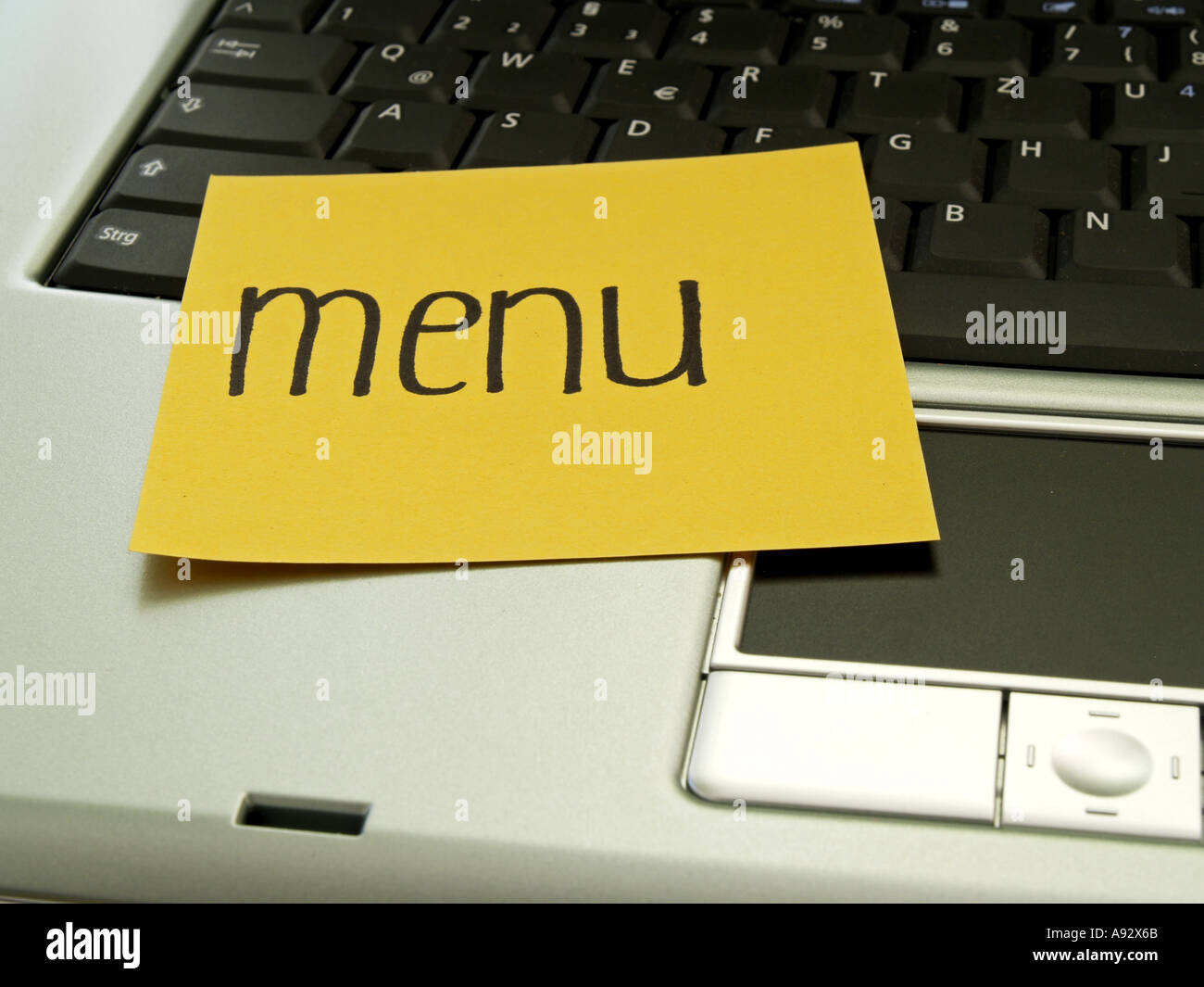memo note on notebook, menu Stock Photo - Alamy