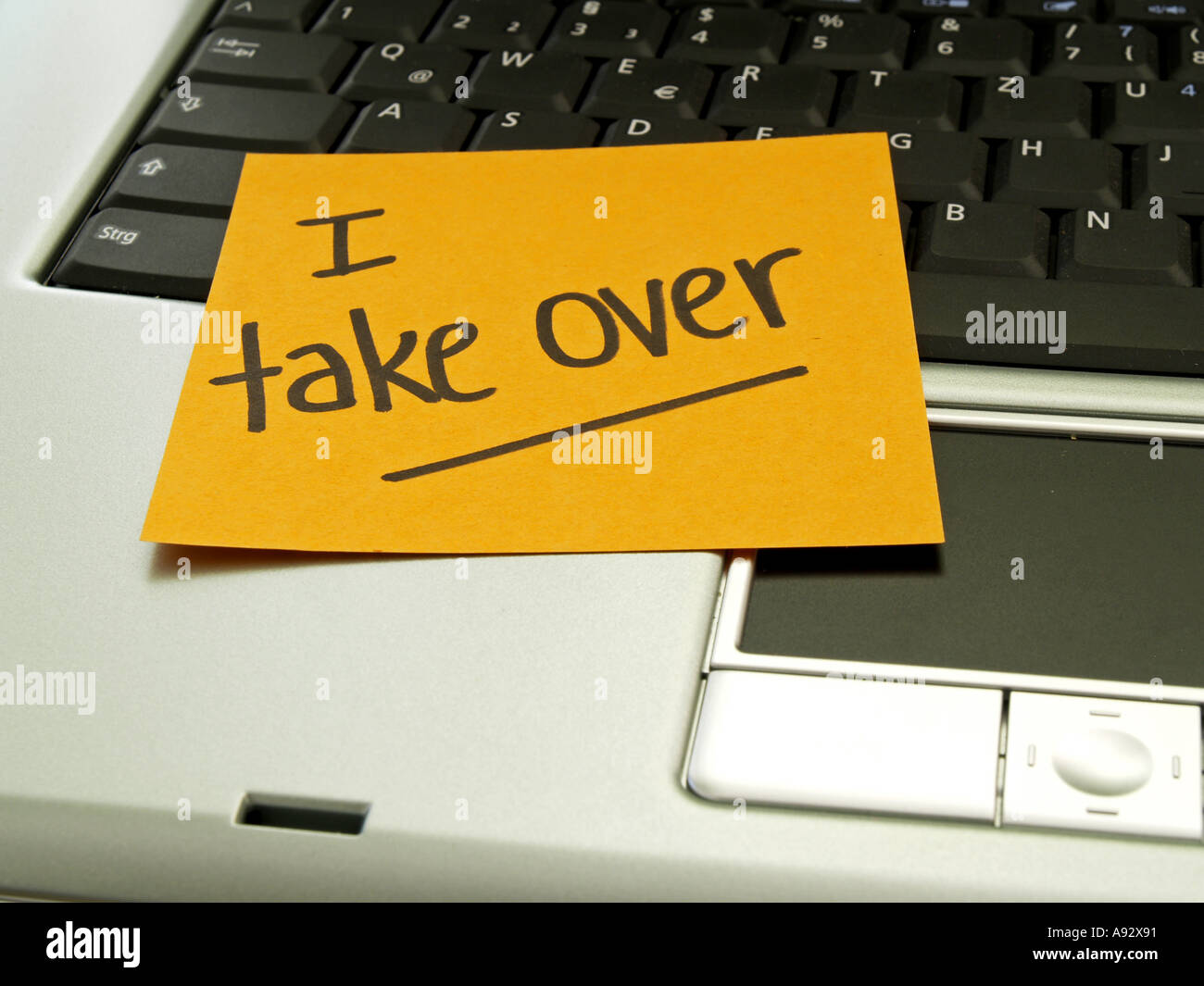 memo note on notebook, I take over Stock Photo - Alamy