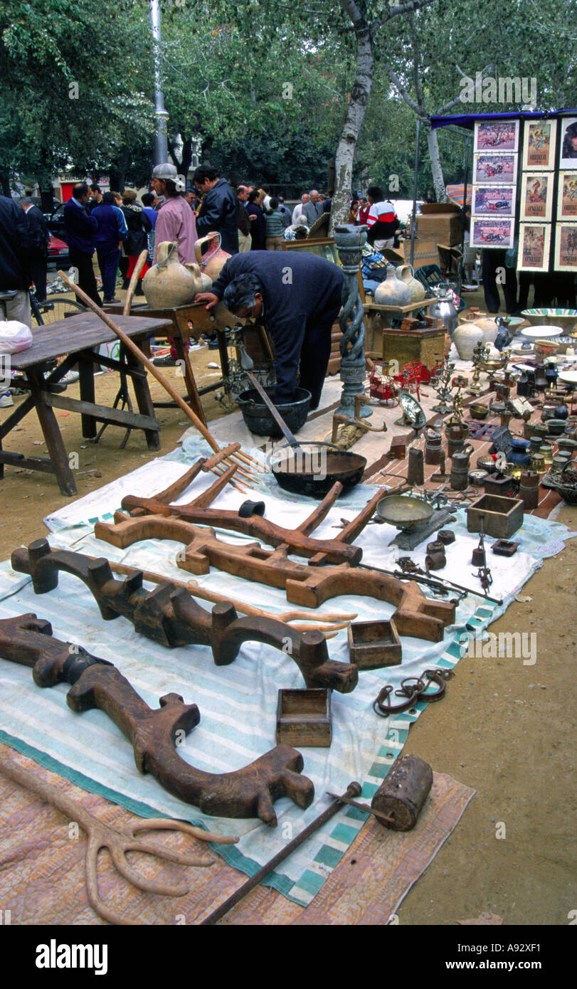 A outdoor cheap market with traditional old objects at Alameda Hercules ...