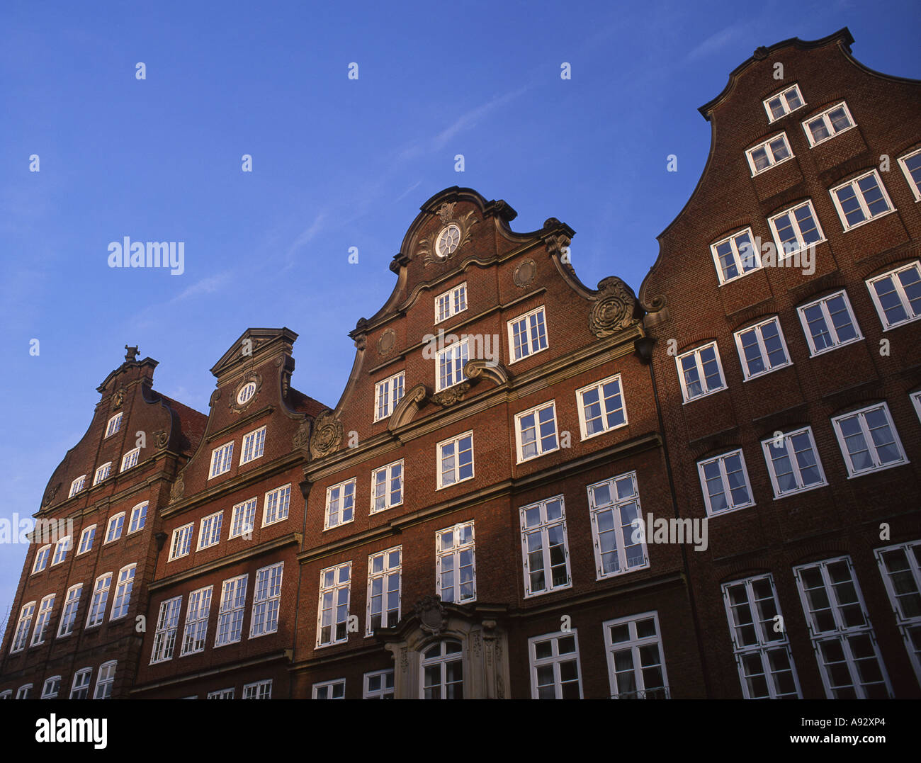 Traditional German gabled houses Neanderstrasse Hanseviertel Hamburg ...