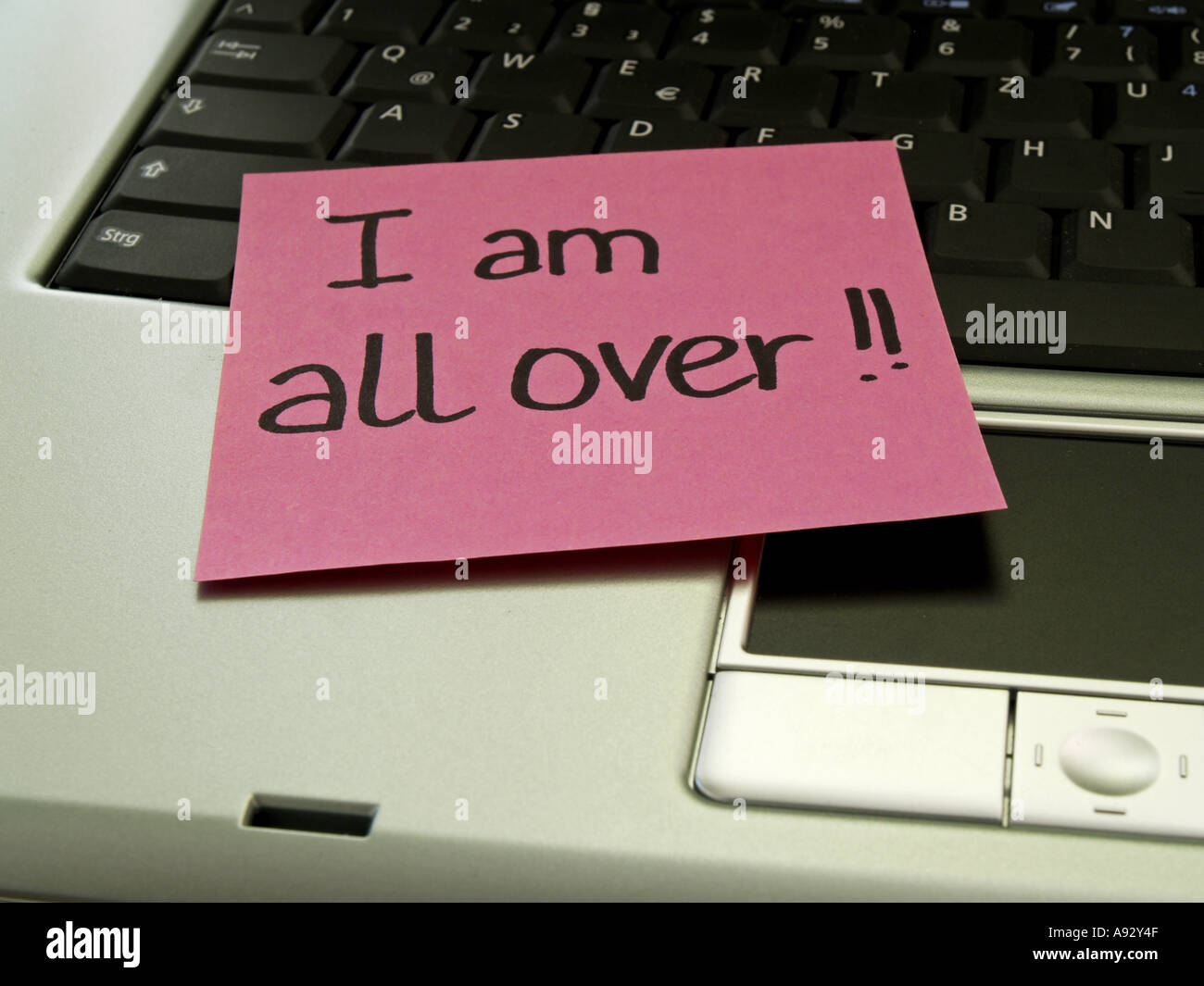 memo note on notebook, I am all over Stock Photo - Alamy