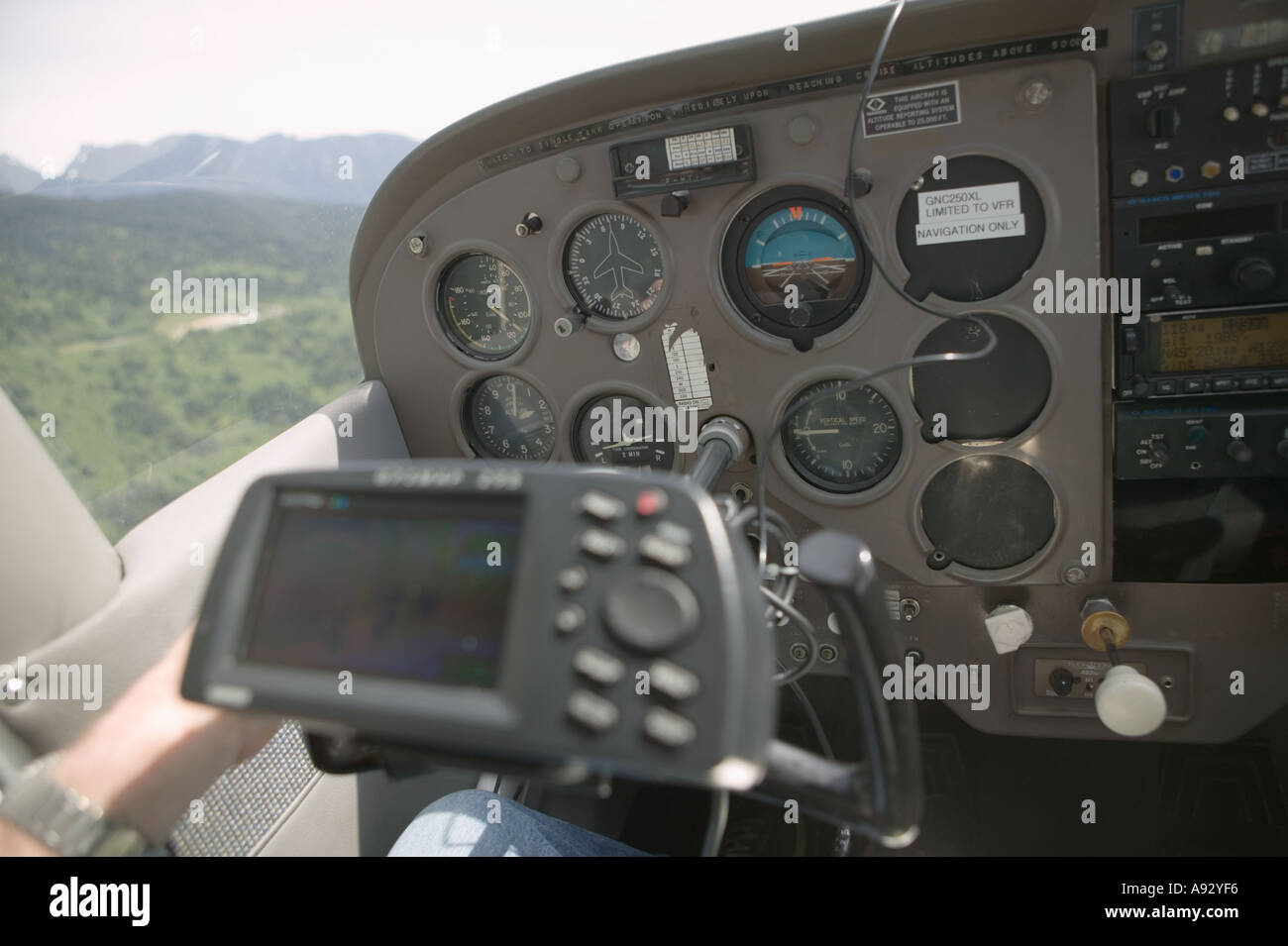 GPS and instruement panel of Cessna 172 Stock Photo - Alamy
