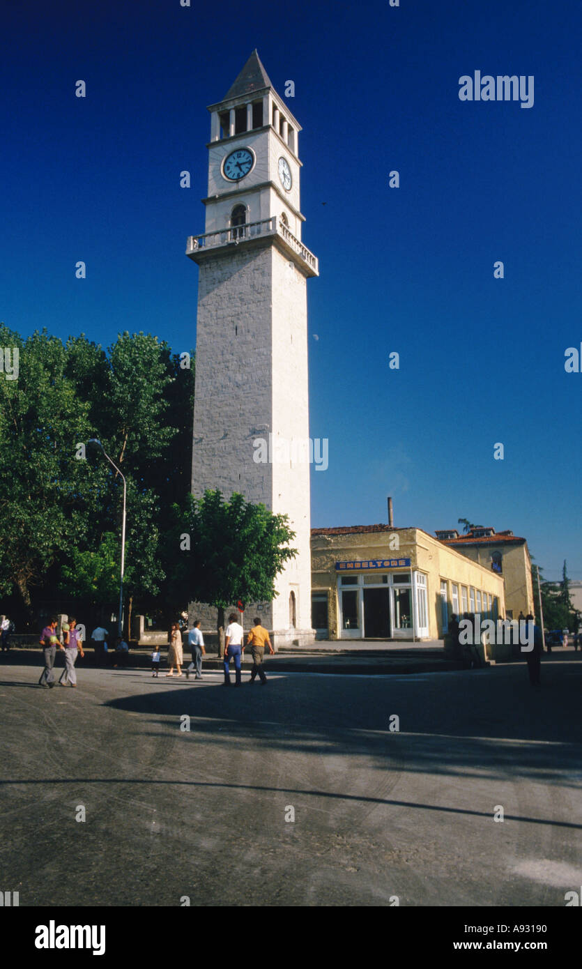 Albania Tirana clock tower at the central square Stock Photo - Alamy
