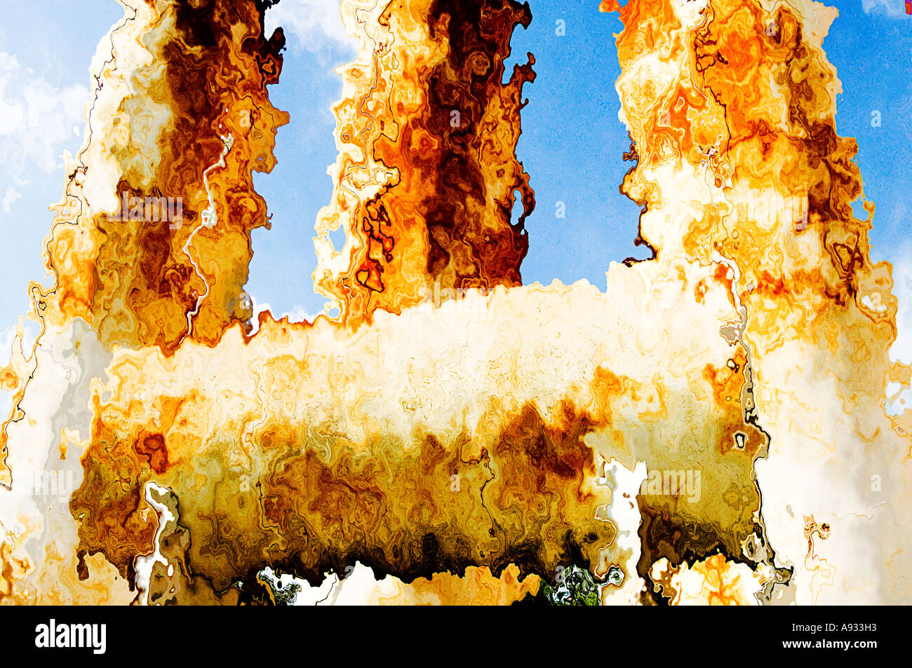 flaming abstract created from 3 silos Stock Photo - Alamy