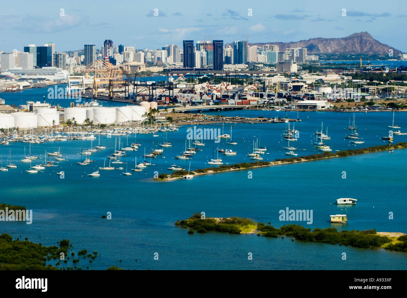 aerial view of the harbor at honolulu Stock Photo - Alamy