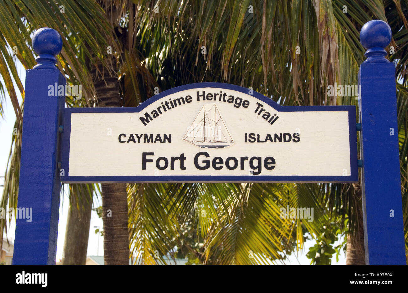 George Town Grand Cayman Fort George marker sign Stock Photo - Alamy
