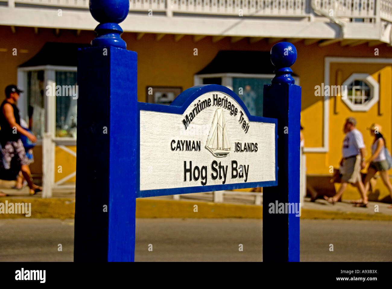 George Town Grand Cayman Hog Sty Bay sign Stock Photo - Alamy