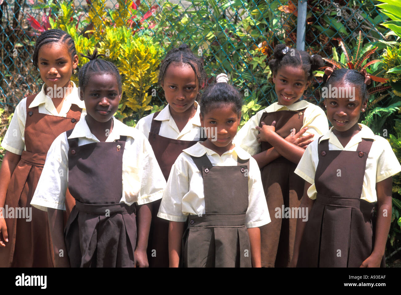 School children ages 7 12 Bells Village in Dominica Stock Photo - Alamy