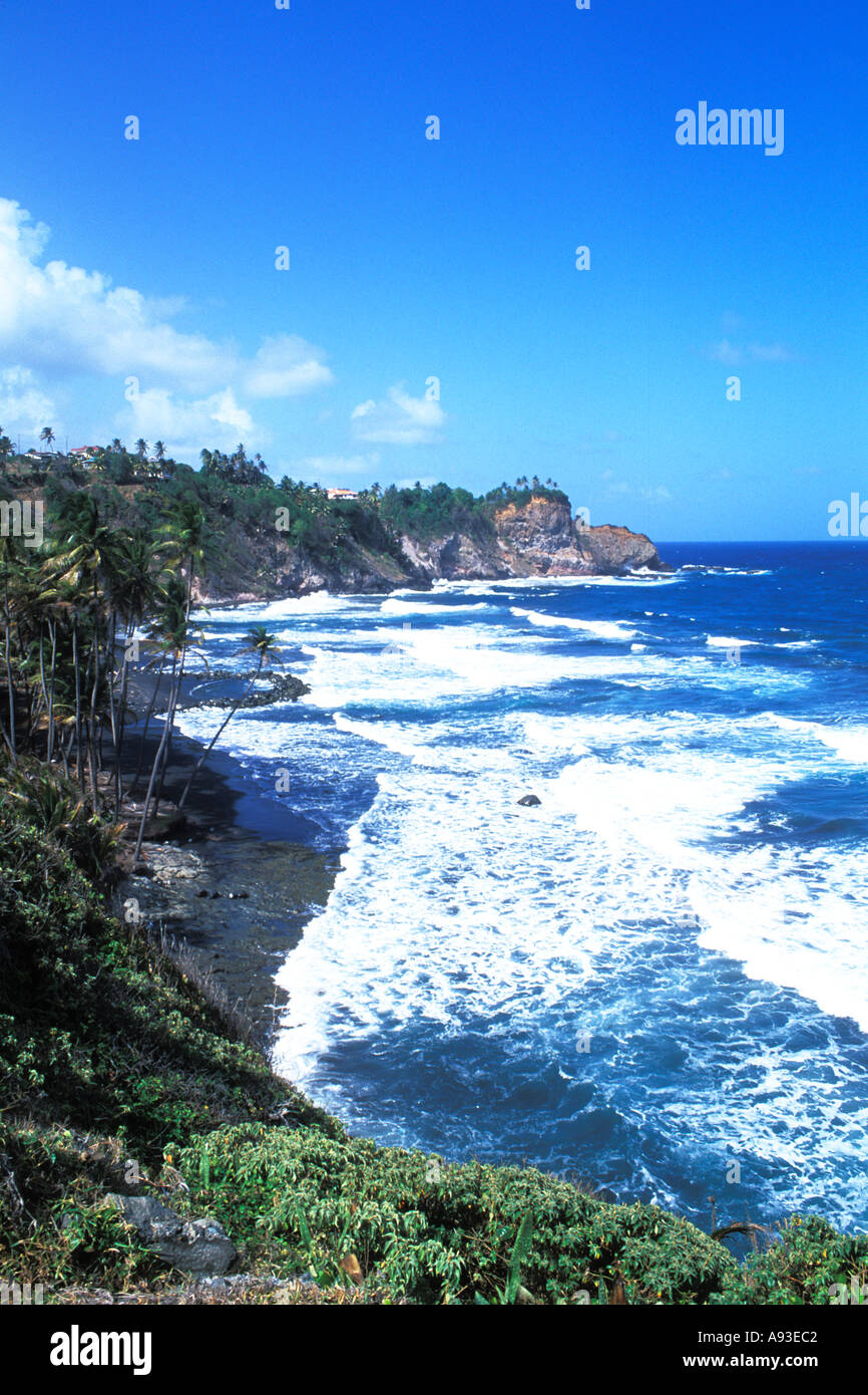 Beautiful waves at windward side of Grants Bay in St Vincent and the ...