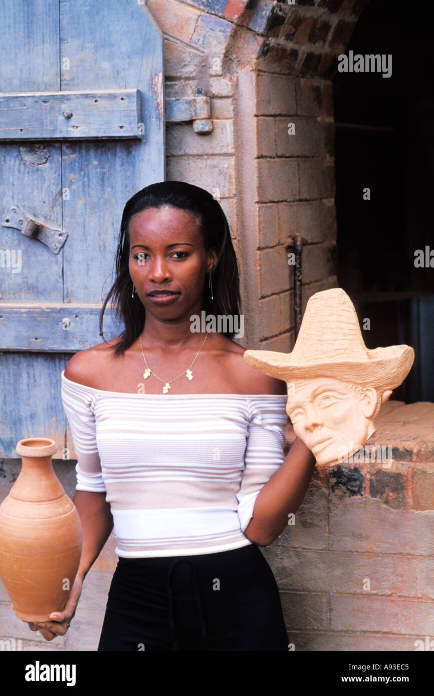 Artist with her work at Fort de France in Martinique Stock Photo - Alamy