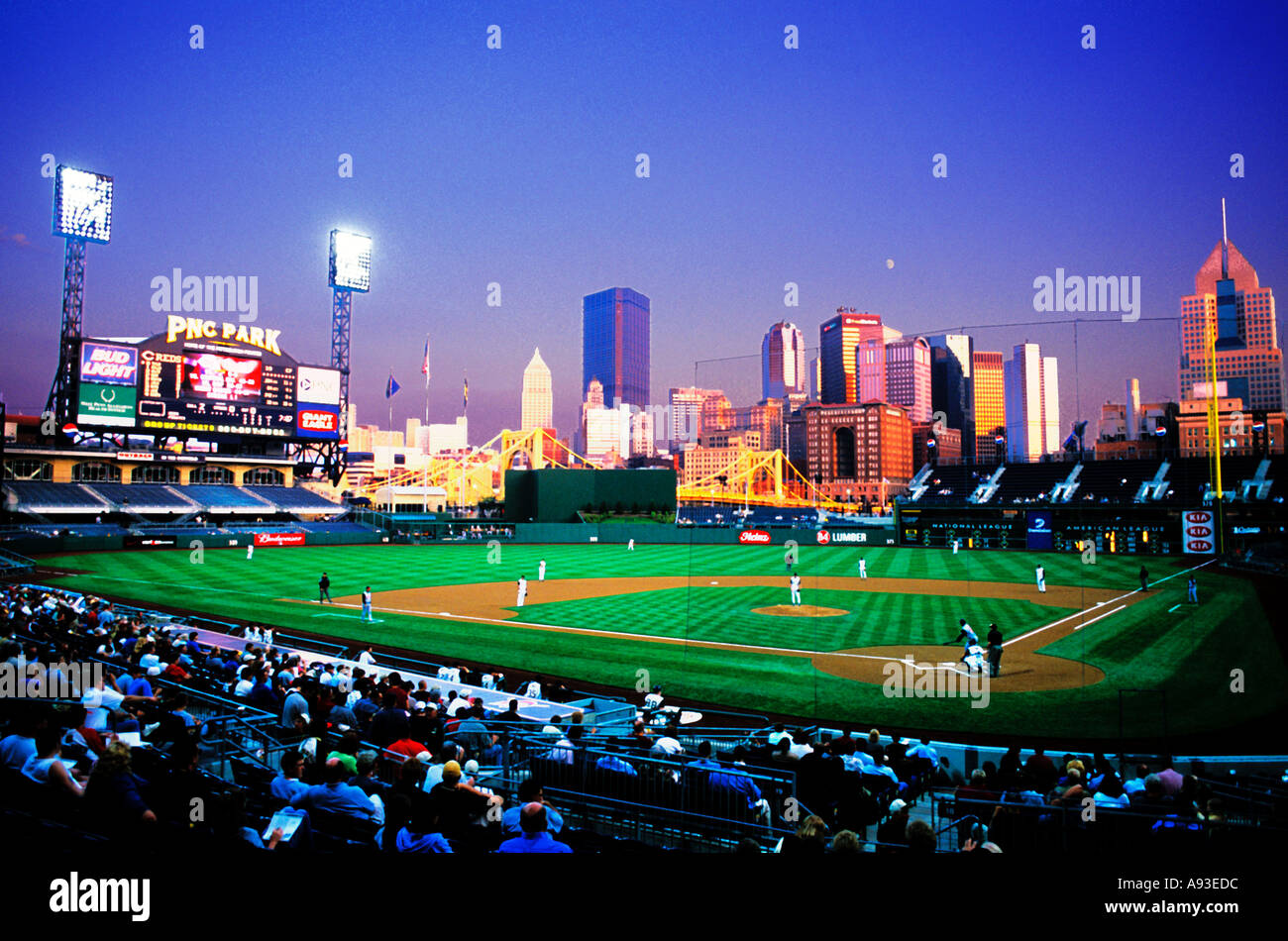 Baseball Game with saturated colors at Heinz Stadium in Pittsburgh PA ...