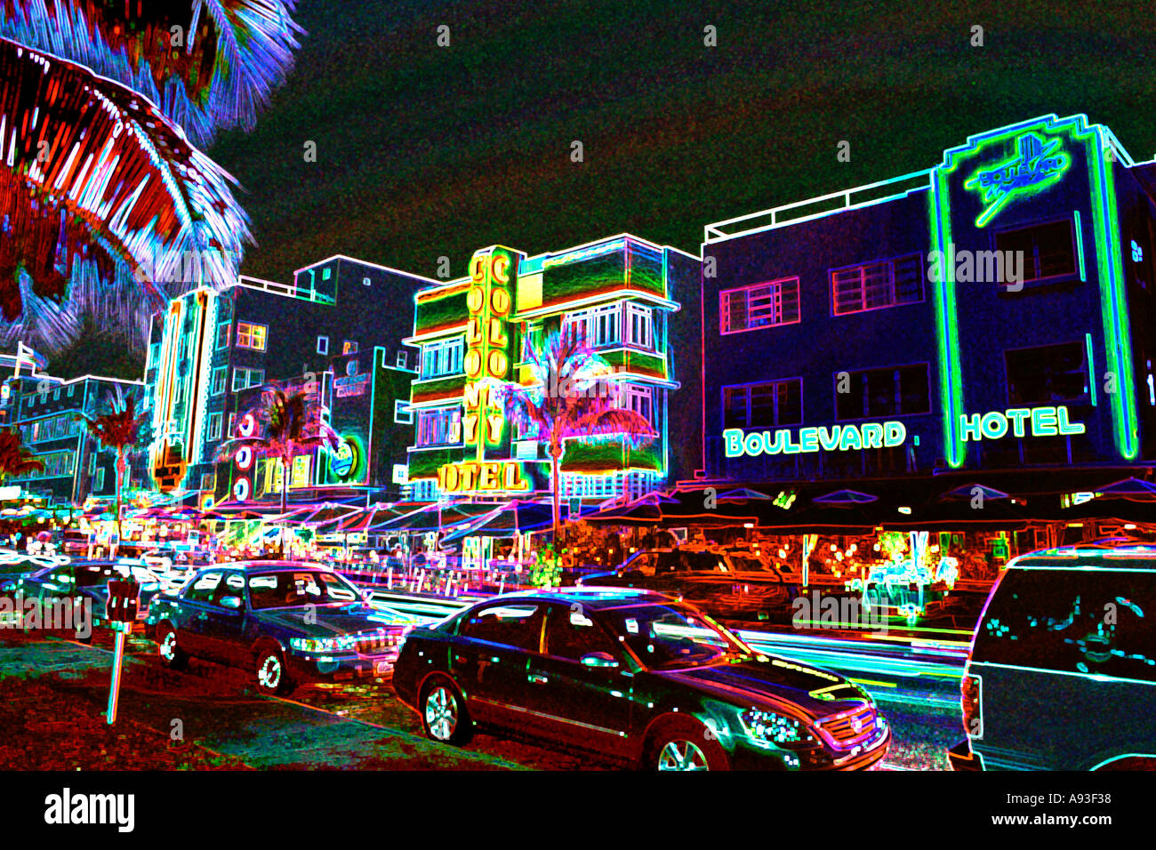 South beach miami strip night hi-res stock photography and images - Alamy