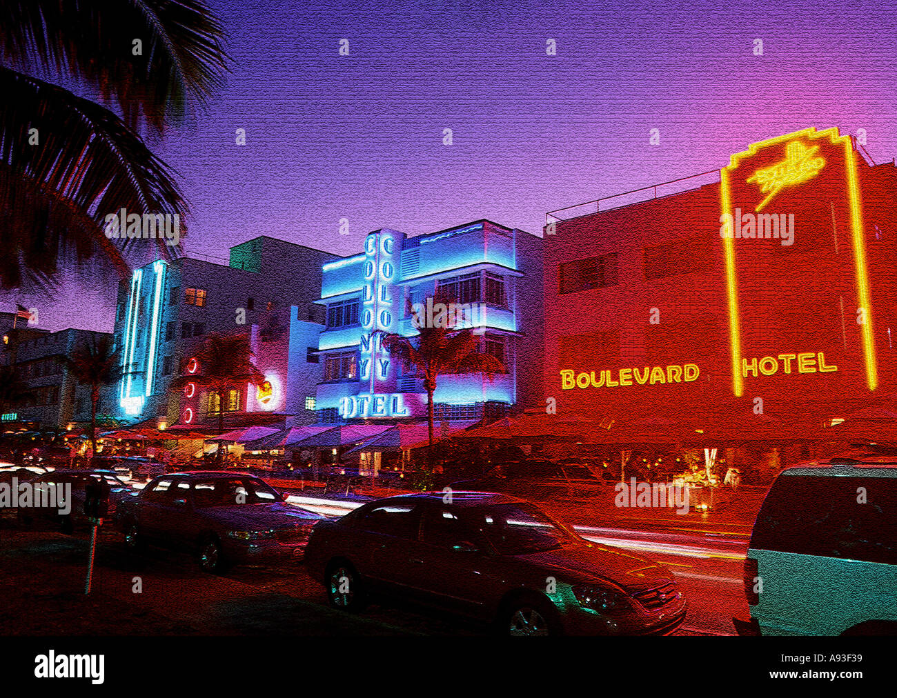 South beach miami strip night hi-res stock photography and images - Alamy
