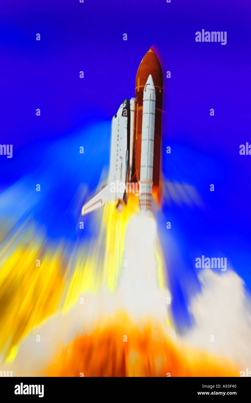 Graphic Space Shuttle launch from Kennedy Space Center Stock Photo - Alamy