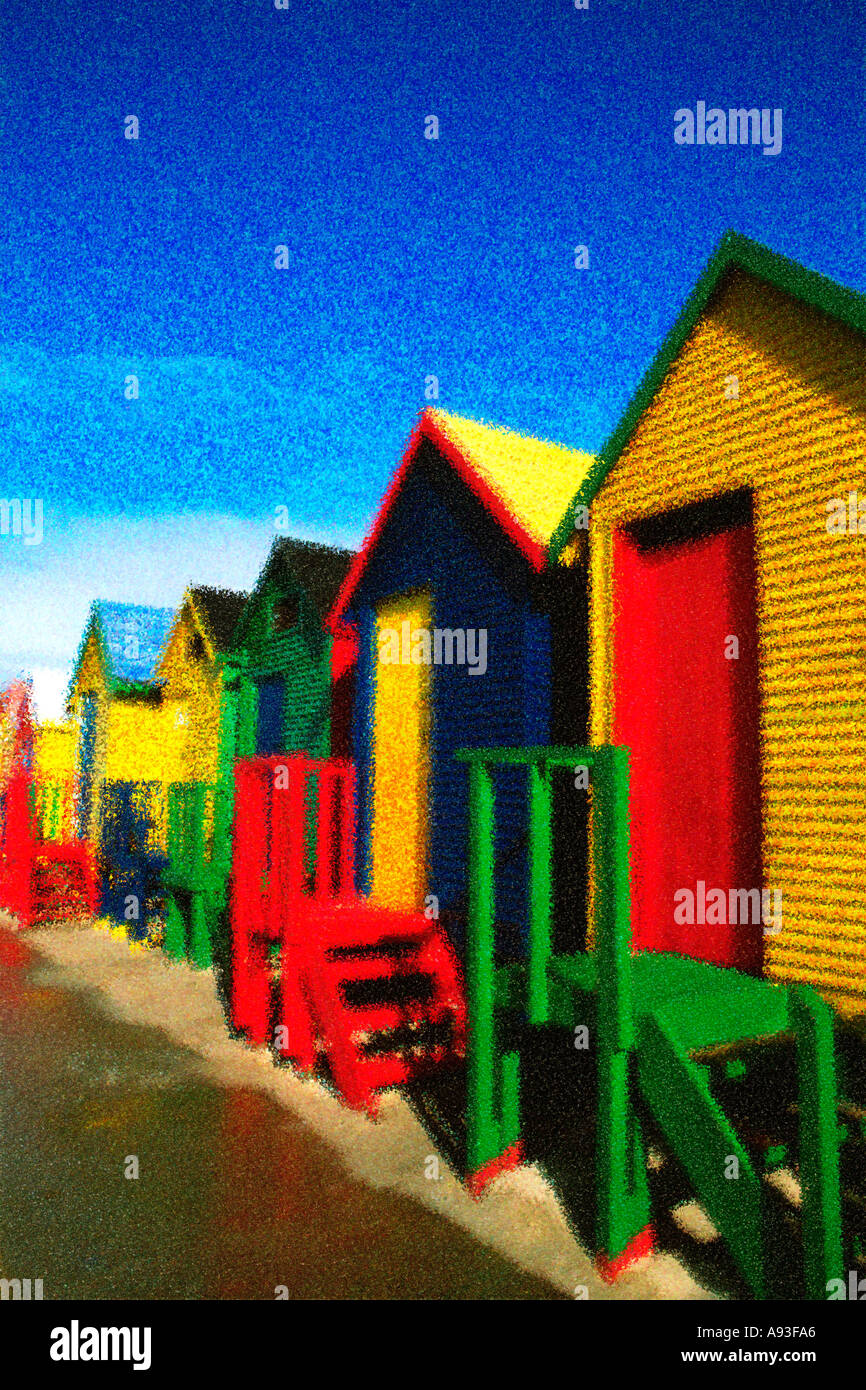 Colorful beach houses in Muzenberg near Cape Town South Africa Stock ...