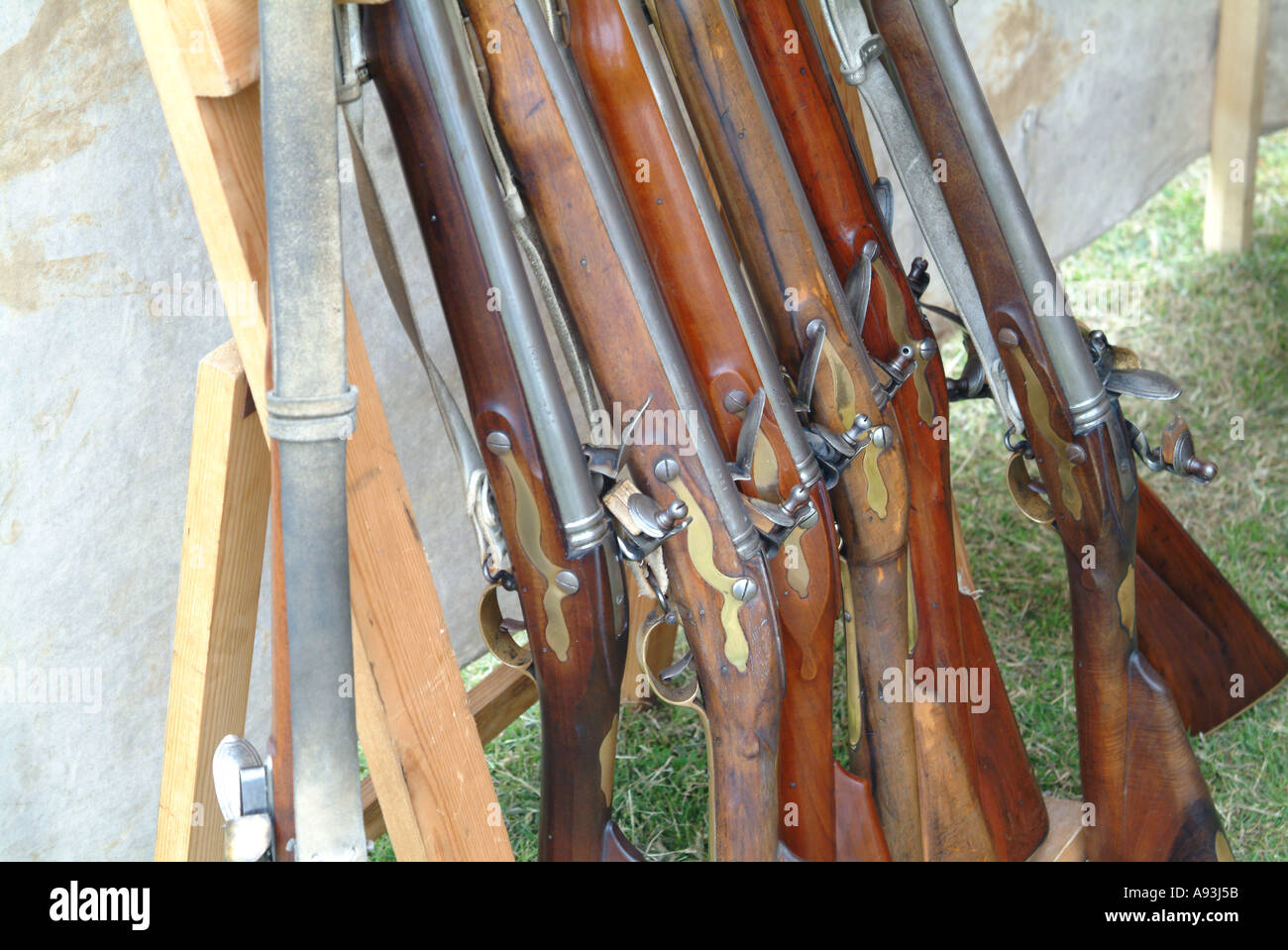 Stack of old fashioned rifles Stock Photo - Alamy