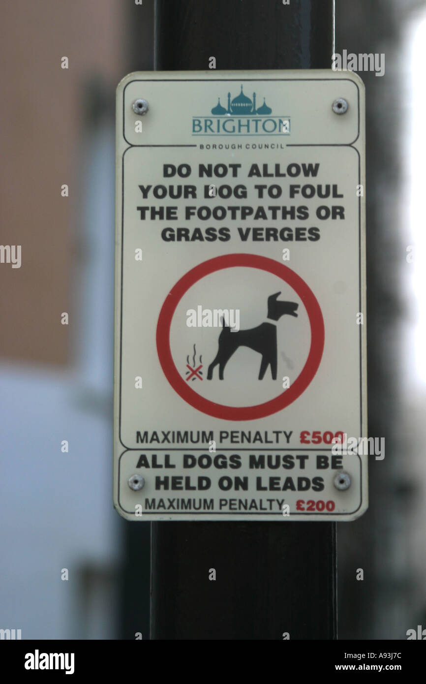 Warning sign for dog owners Brighton UK 2005 Stock Photo - Alamy