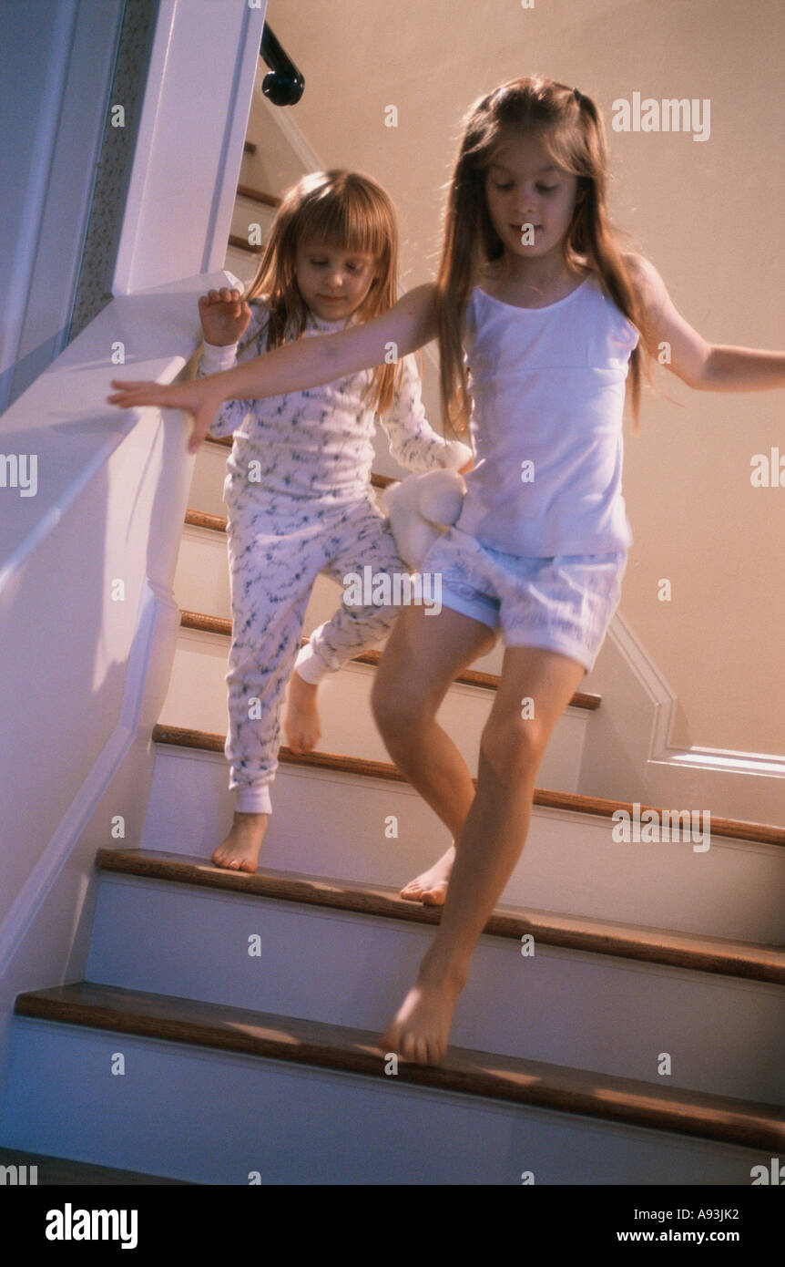 Children walking stairs two people hi-res stock photography and images ...