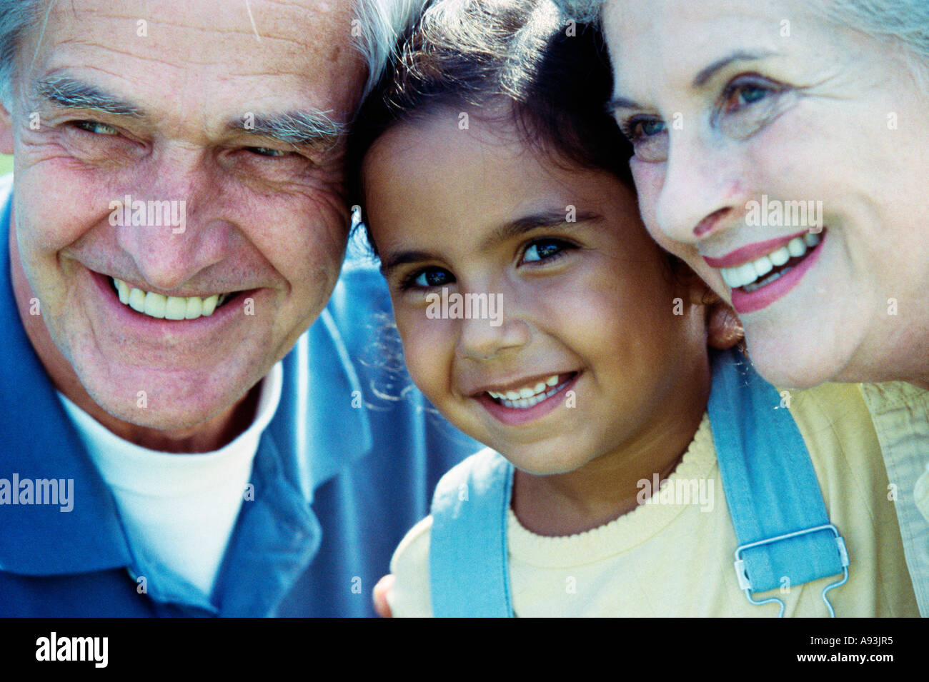 Cheerful couple grandmother granddaughter years hi-res stock ...