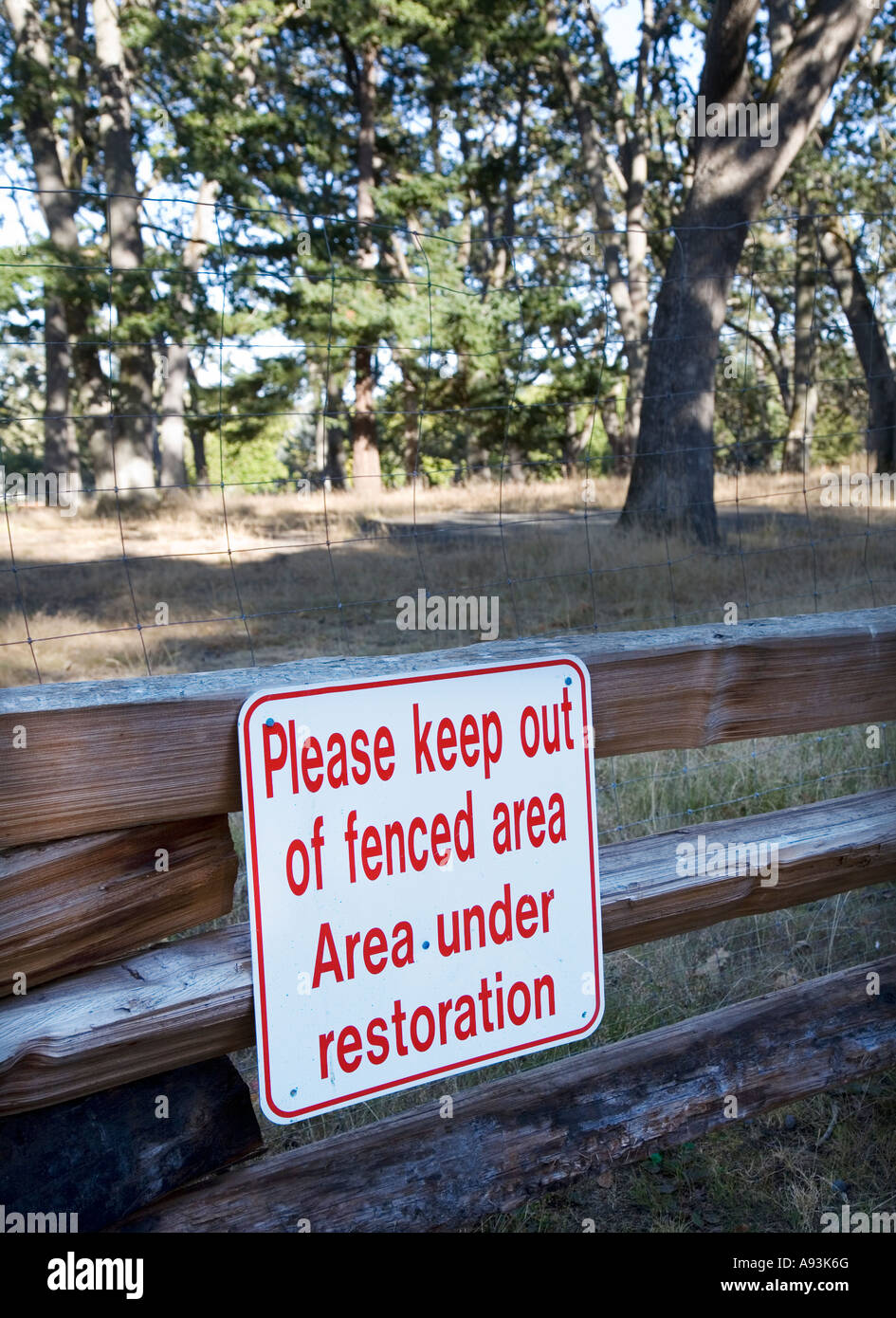 Please keep out of fenced area under restoration sign Beacon Hill Park ...