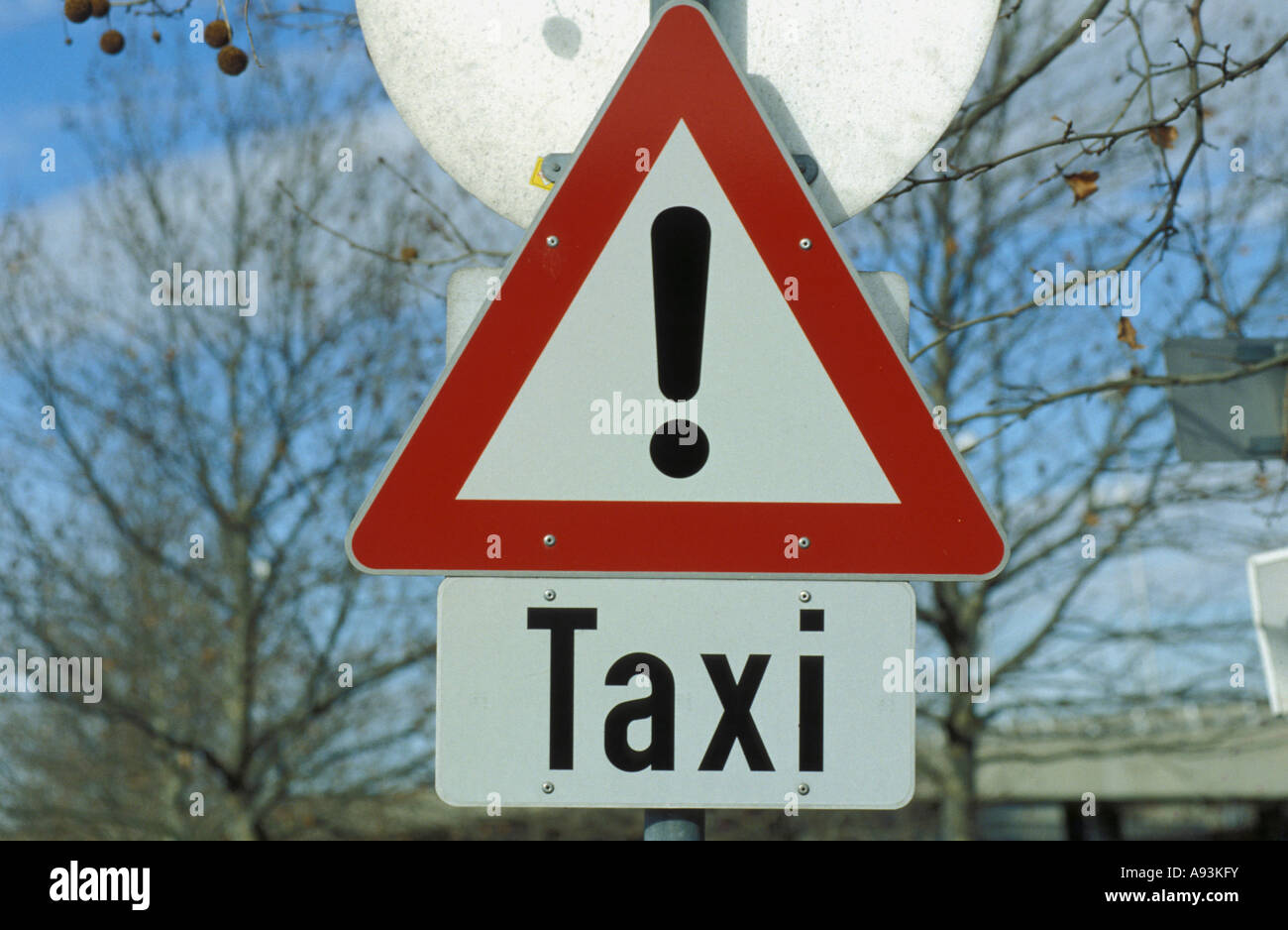Sign attention "taxi Stock Photo - Alamy