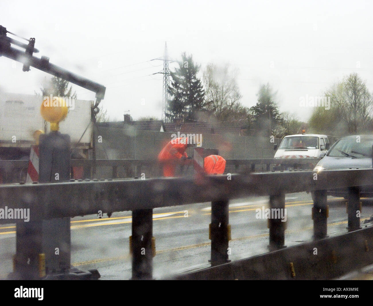 bad weather on motorway sight through the wind screen wind screen ...