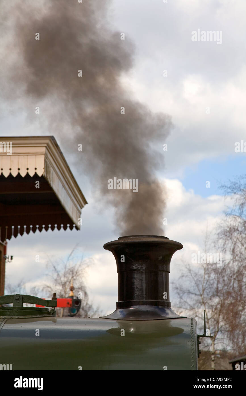 Funnel on saddle tank steam engine at GWR Museum station Coleford ...