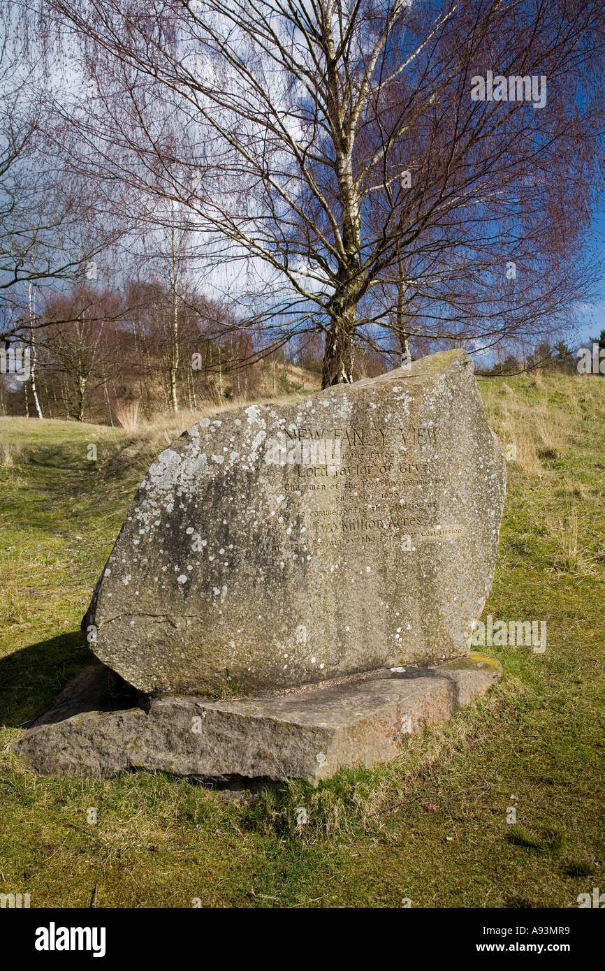 Memorial stone commemorating tree planting by Forestry Commission ...