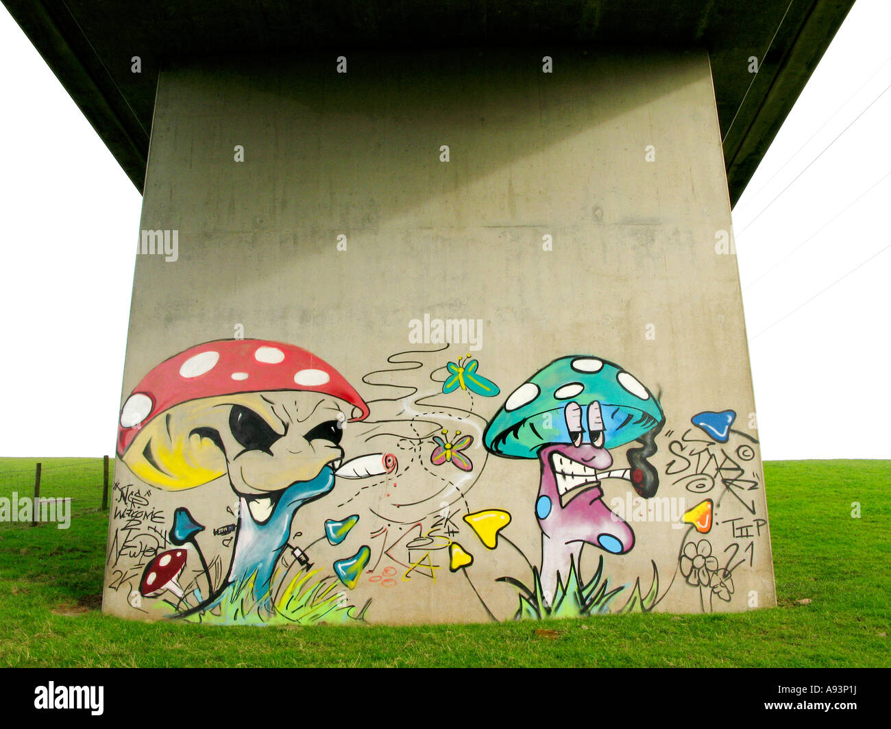 Graffiti on bridge structure over A4042 dual carriageway in Newport ...