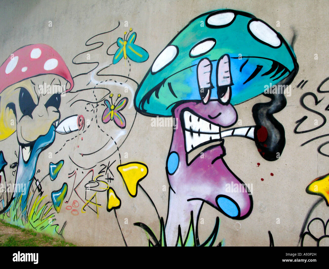 Graffiti on bridge structure over A4042 dual carriageway in Newport ...