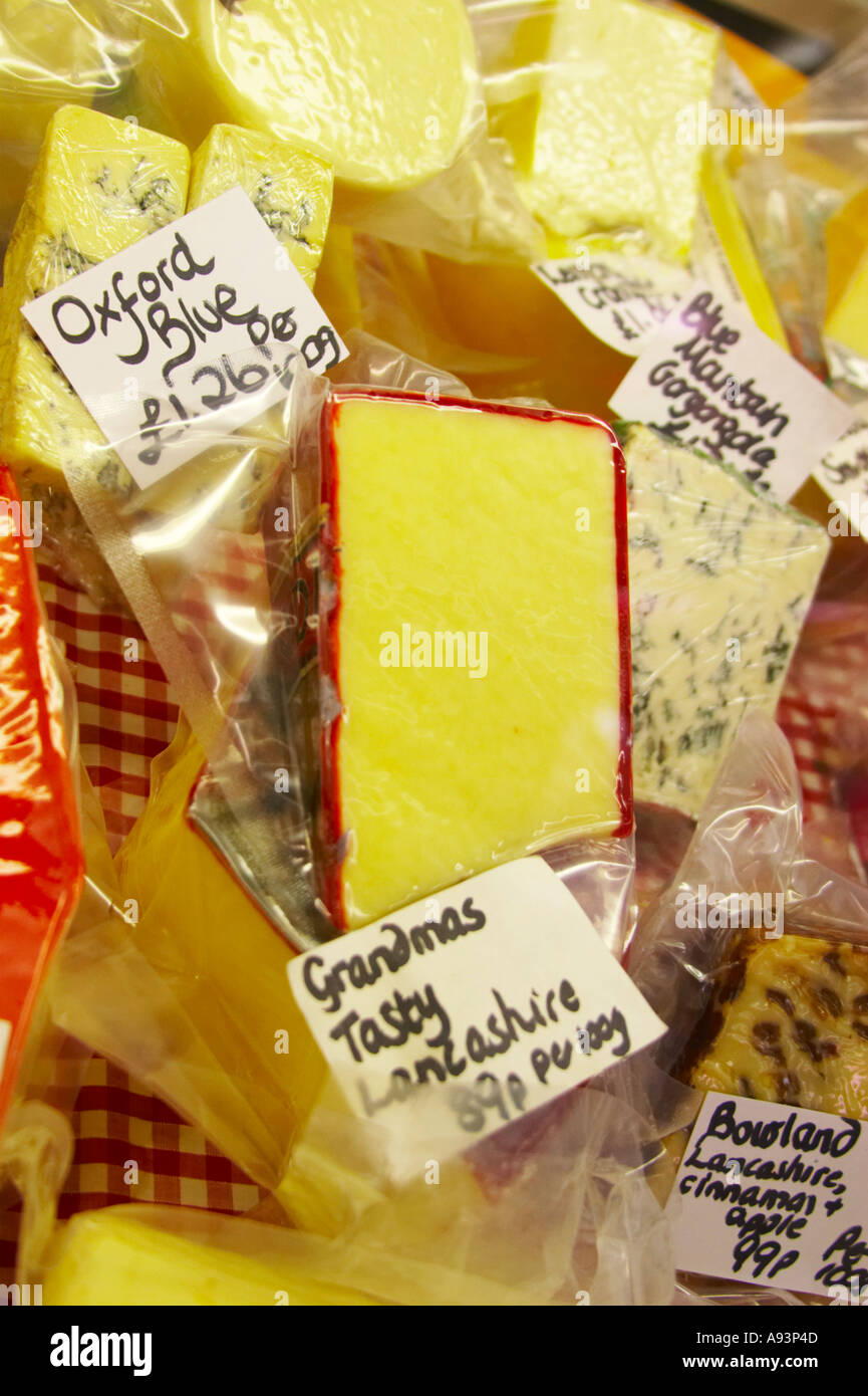 Various Cheeses in Deli Window Stock Photo - Alamy
