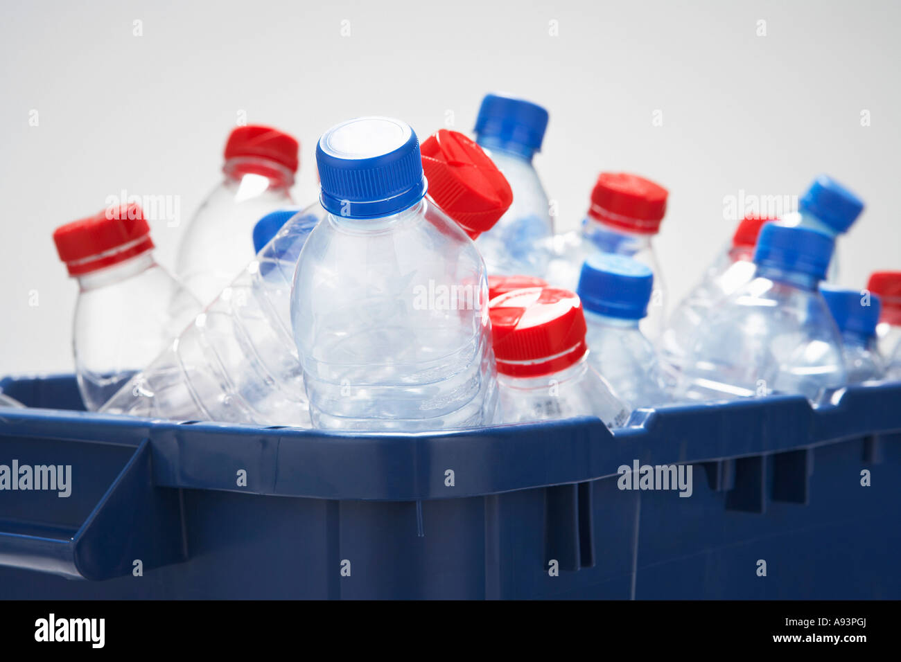 Container filled with empty plastic bottles, close-up Stock Photo - Alamy