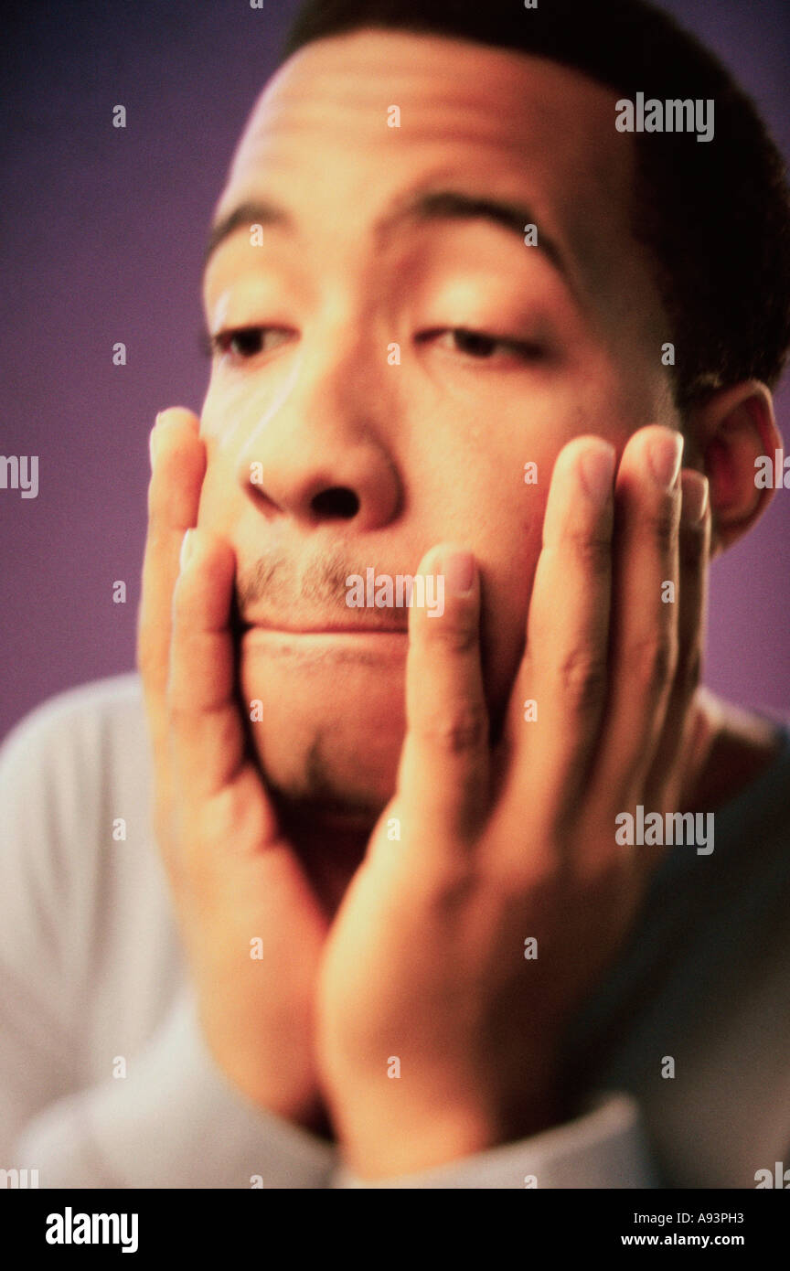 Expression, man, sad, looking up hi-res stock photography and images ...
