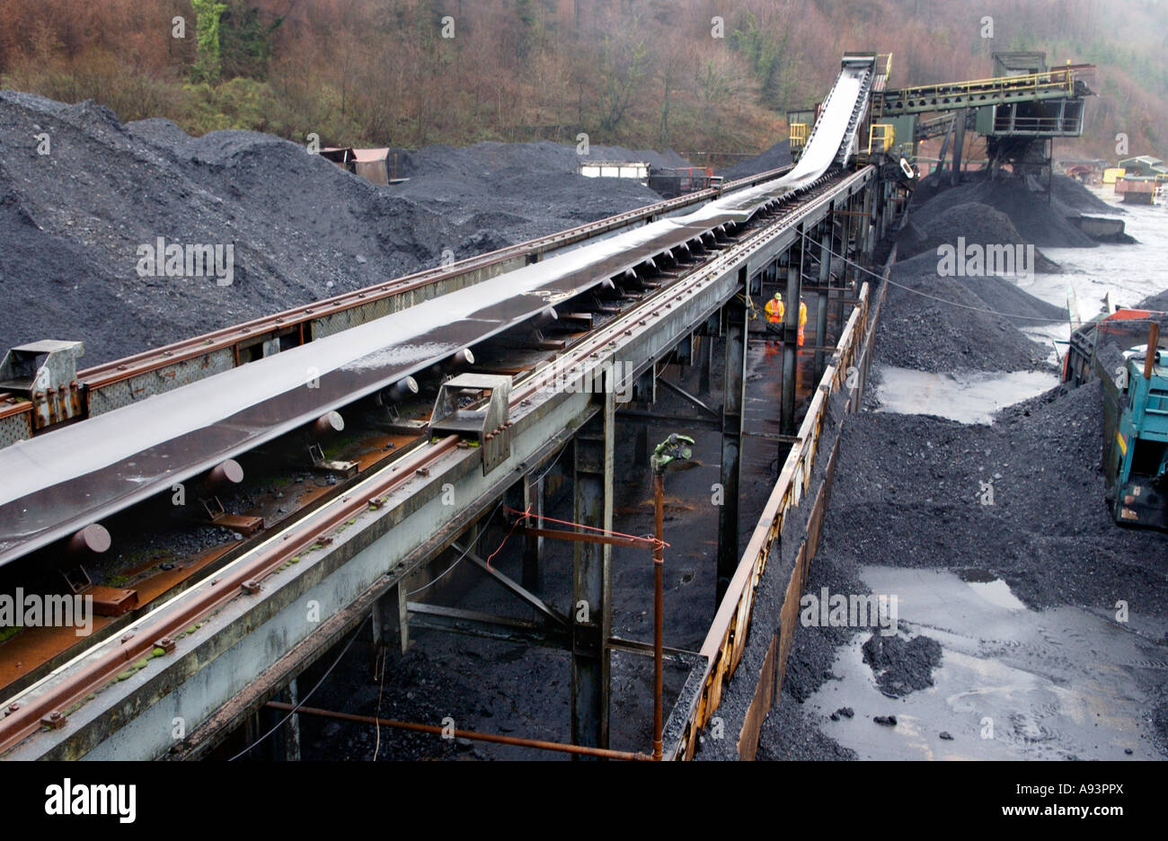 Coal conveyor and storage at the newly re opened Unity Mine Cwmgwrach ...